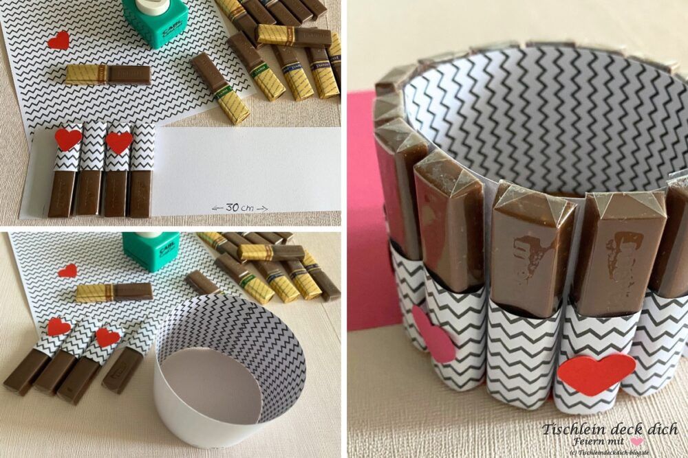 DIY für den Valentinstag - Torte aus Merci Schokoriegeln - Tischlein ...
