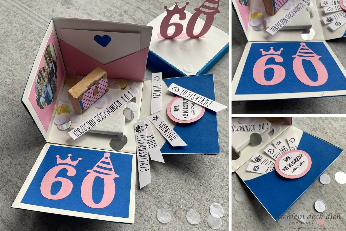 Explosionsbox DIY - kreatives Geschenk von Freundinnen - Tischlein deck ...